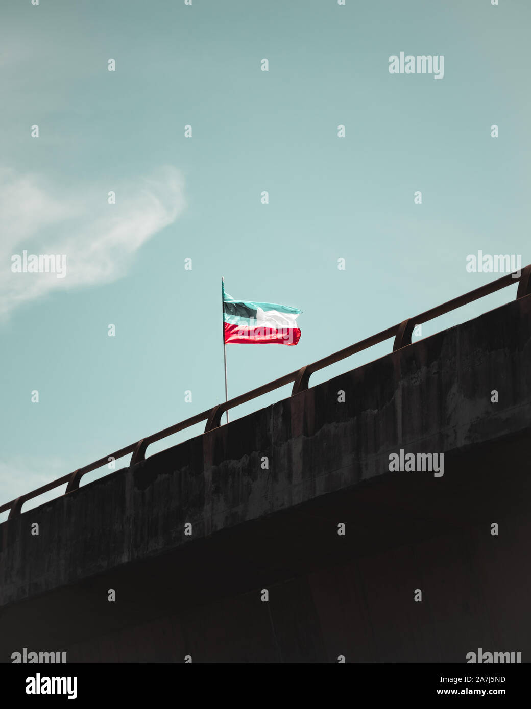 the flag of Sabah Malaysia on a bridge waving by the wind Stock Photo ...