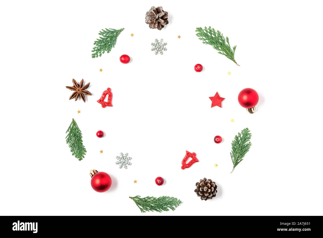 Flat xmas circle wreath Cut Out Stock Images & Pictures - Alamy