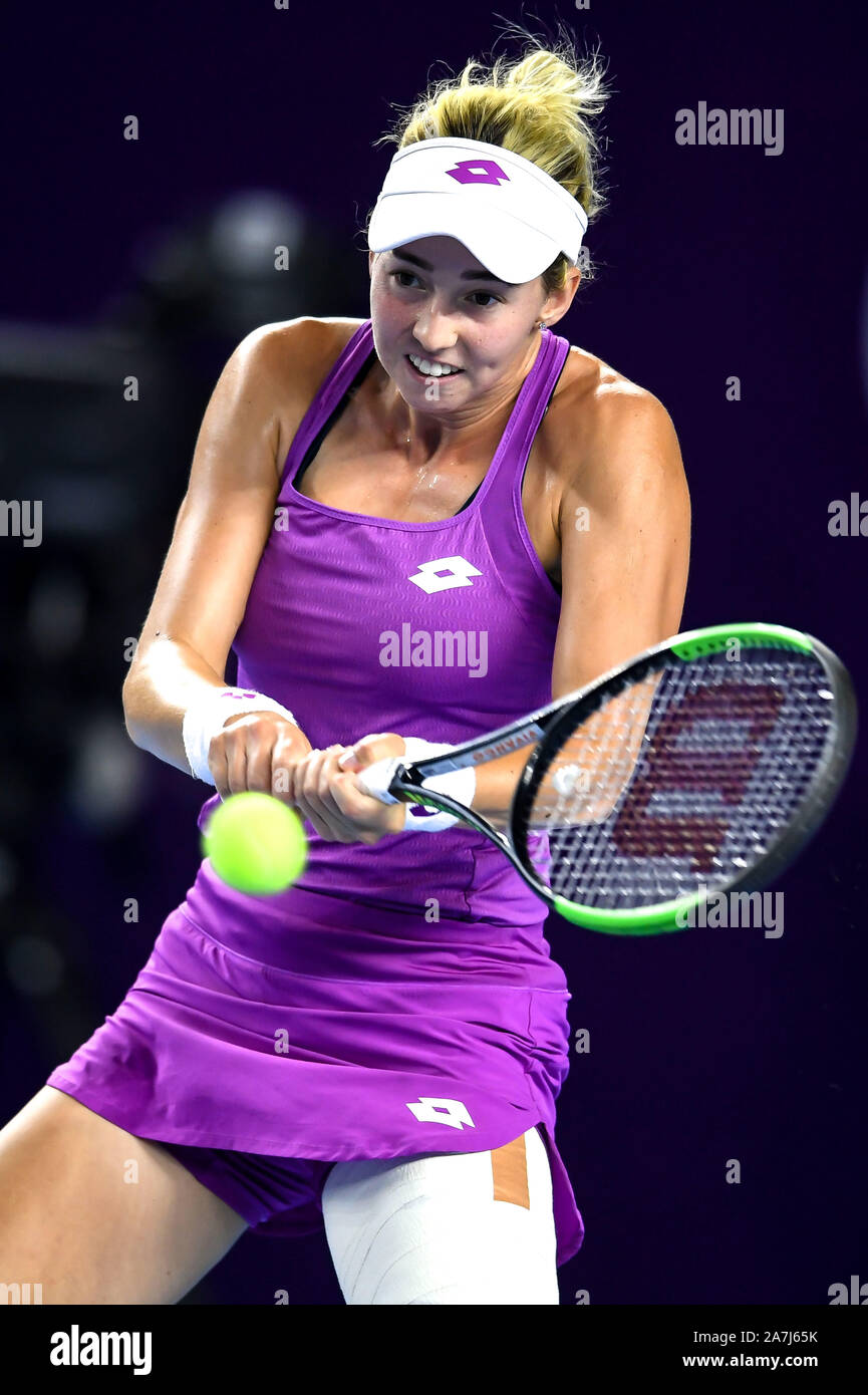 Chinese professional tennis player Peng Shuai plays against Serbian ...