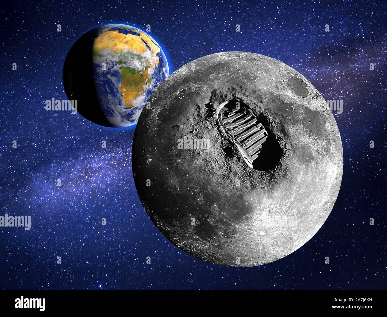Footprint on the moon hi-res stock photography and images - Alamy