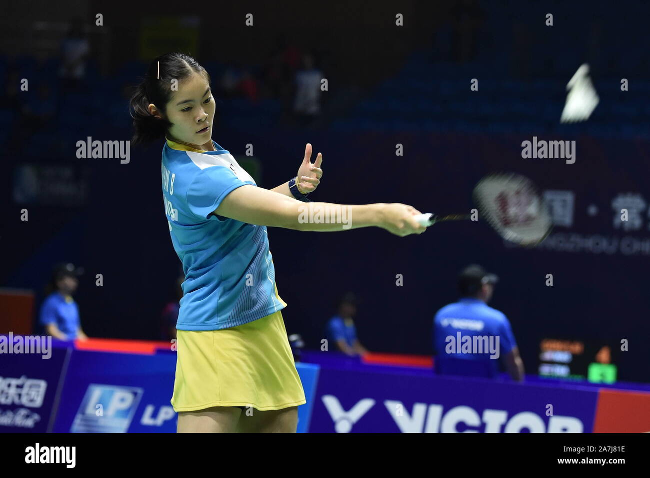 Thai professional badminton player Busanan Ongbamrungphan competes ...