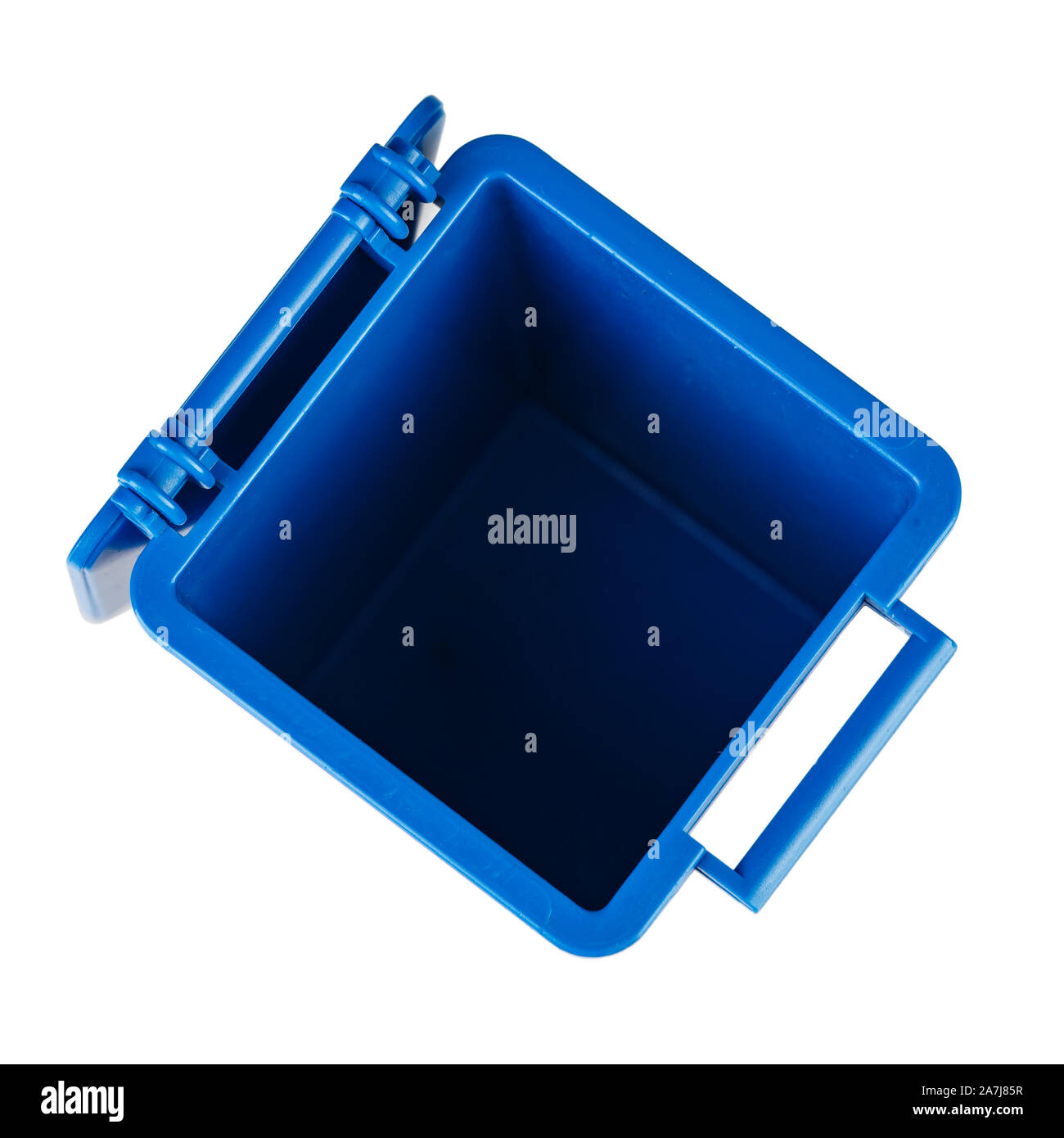open blue trash bin isolated on a white background. file contains ...