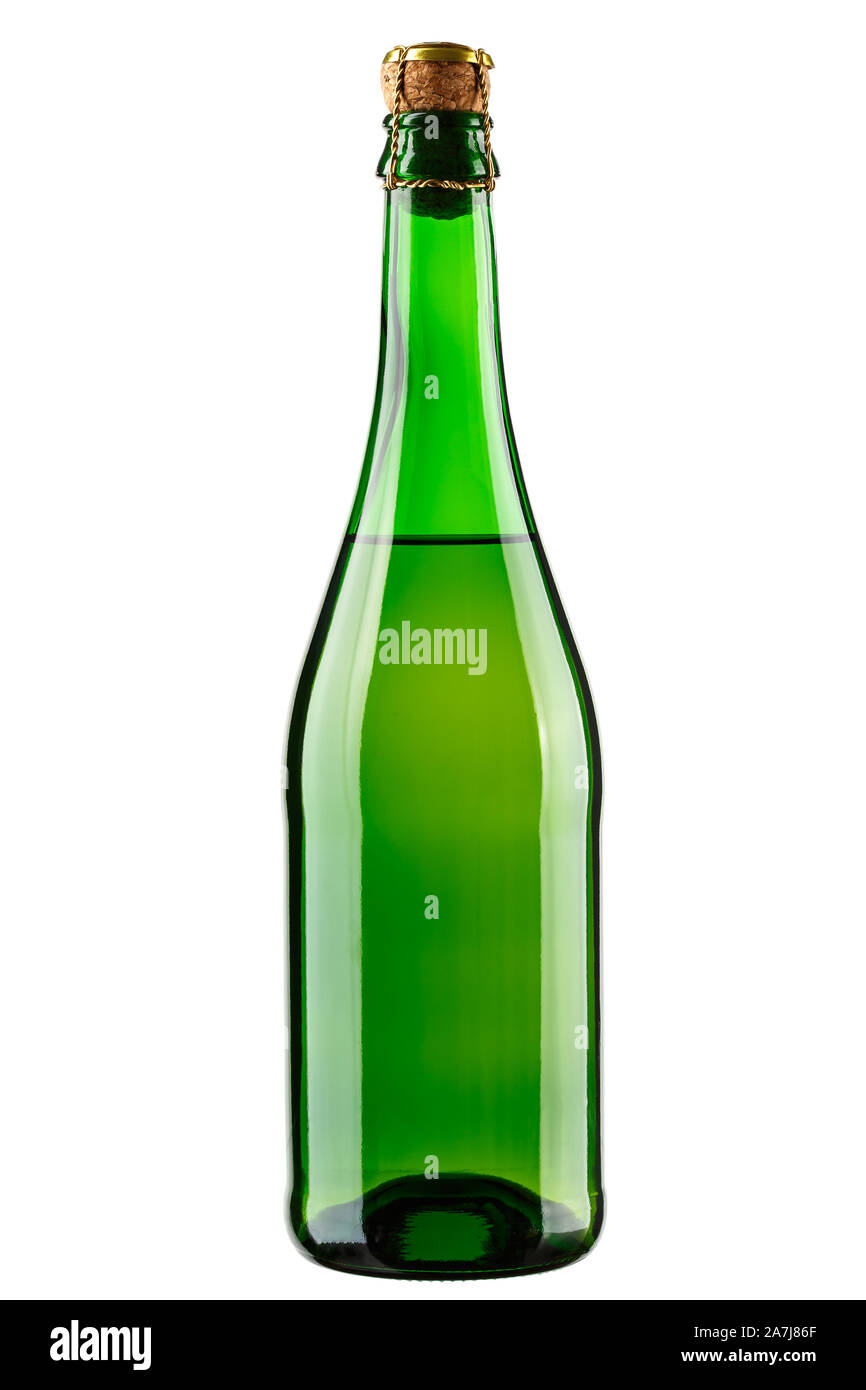 unlabeled champagne bottle isolated on a white background. file ...