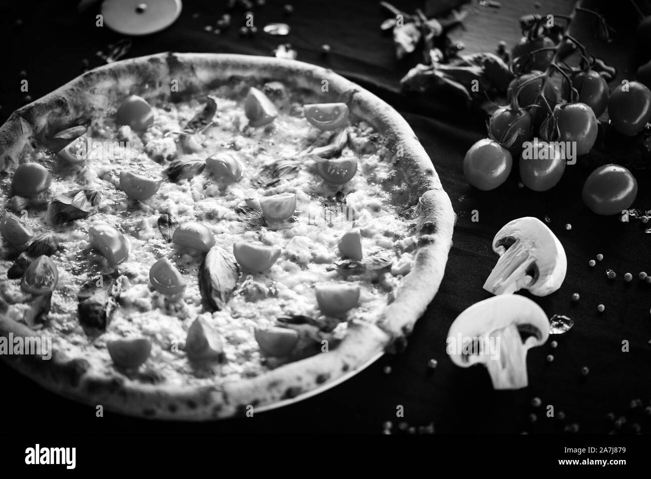 delicious italian chicken pizza with fresh & tasty ingredients Stock ...