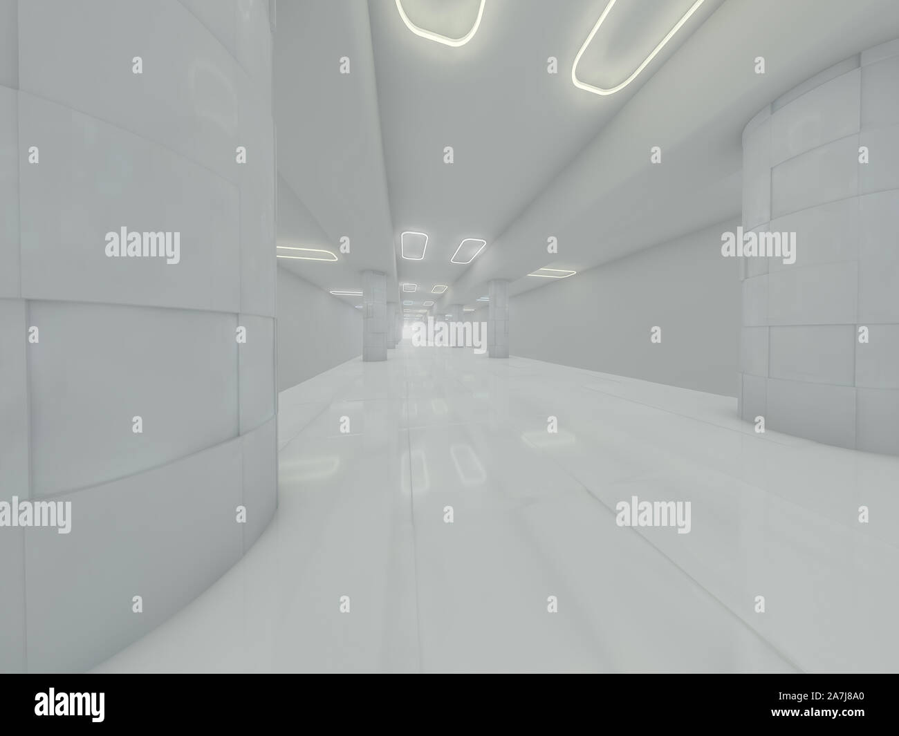 Abstract modern architecture background, empty open space interior. 3D ...