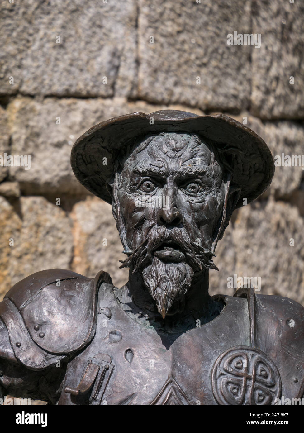 Statue of Don Quijote in the castle of Puebla de Sanabria, sculpture ...