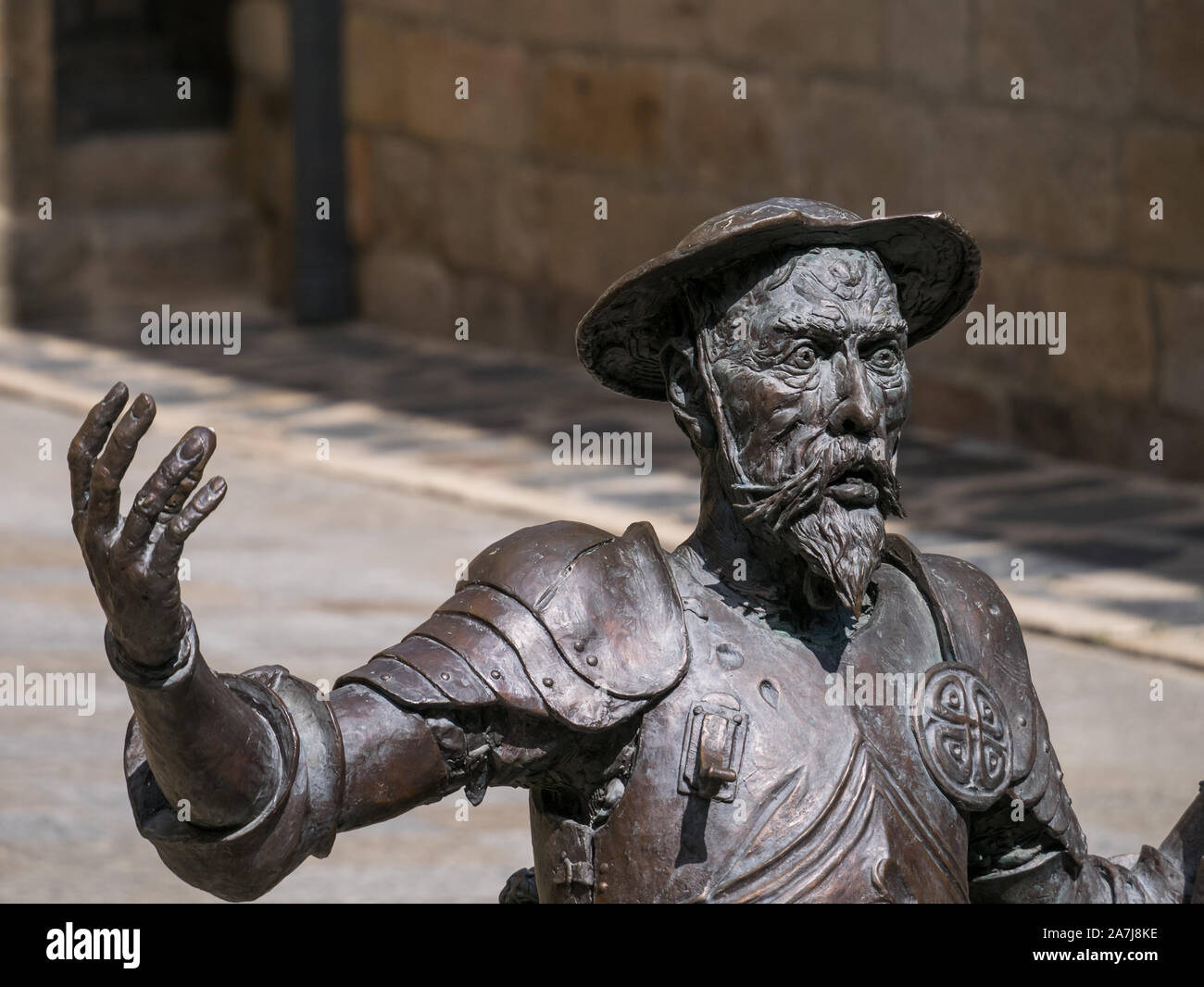Statue of Don Quijote in the castle of Puebla de Sanabria, sculpture ...