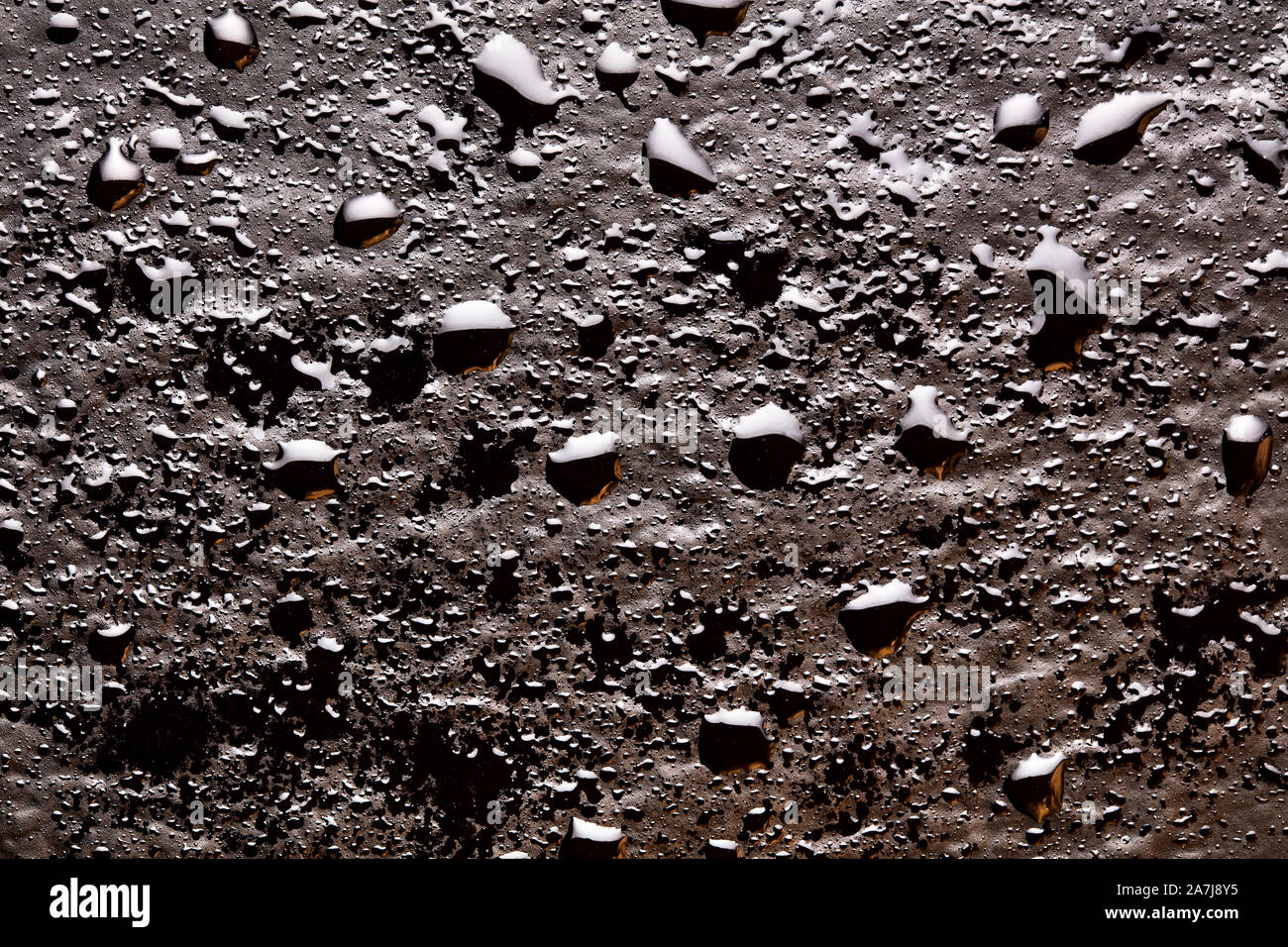Muddy soil ground with rain drops on it at night. Dark and moody ...