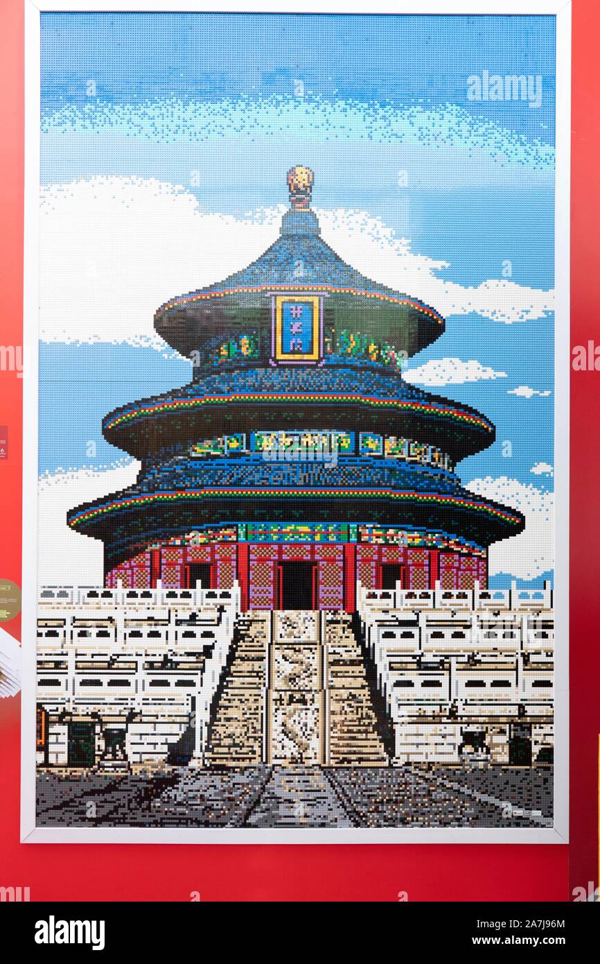 A Lego toy model of a picture of the Hall of Prayer for Good Harvest at ...