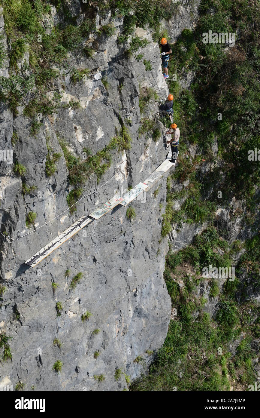 Via ferrata ladder climb hi-res stock photography and images - Alamy