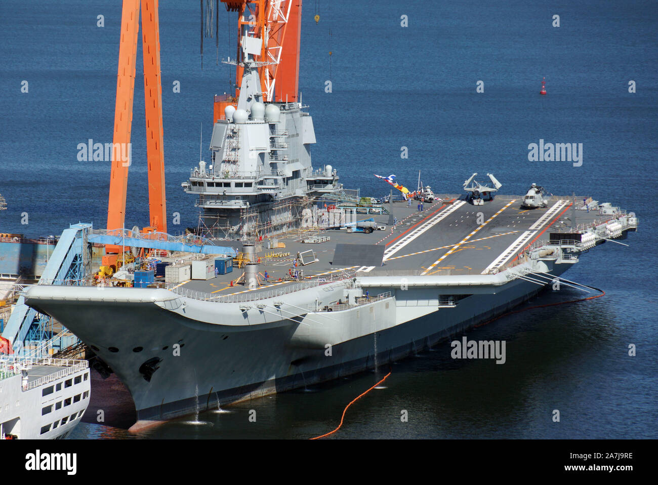 Chinese first and domestically-built aircraft carrier Liaoning is under ...