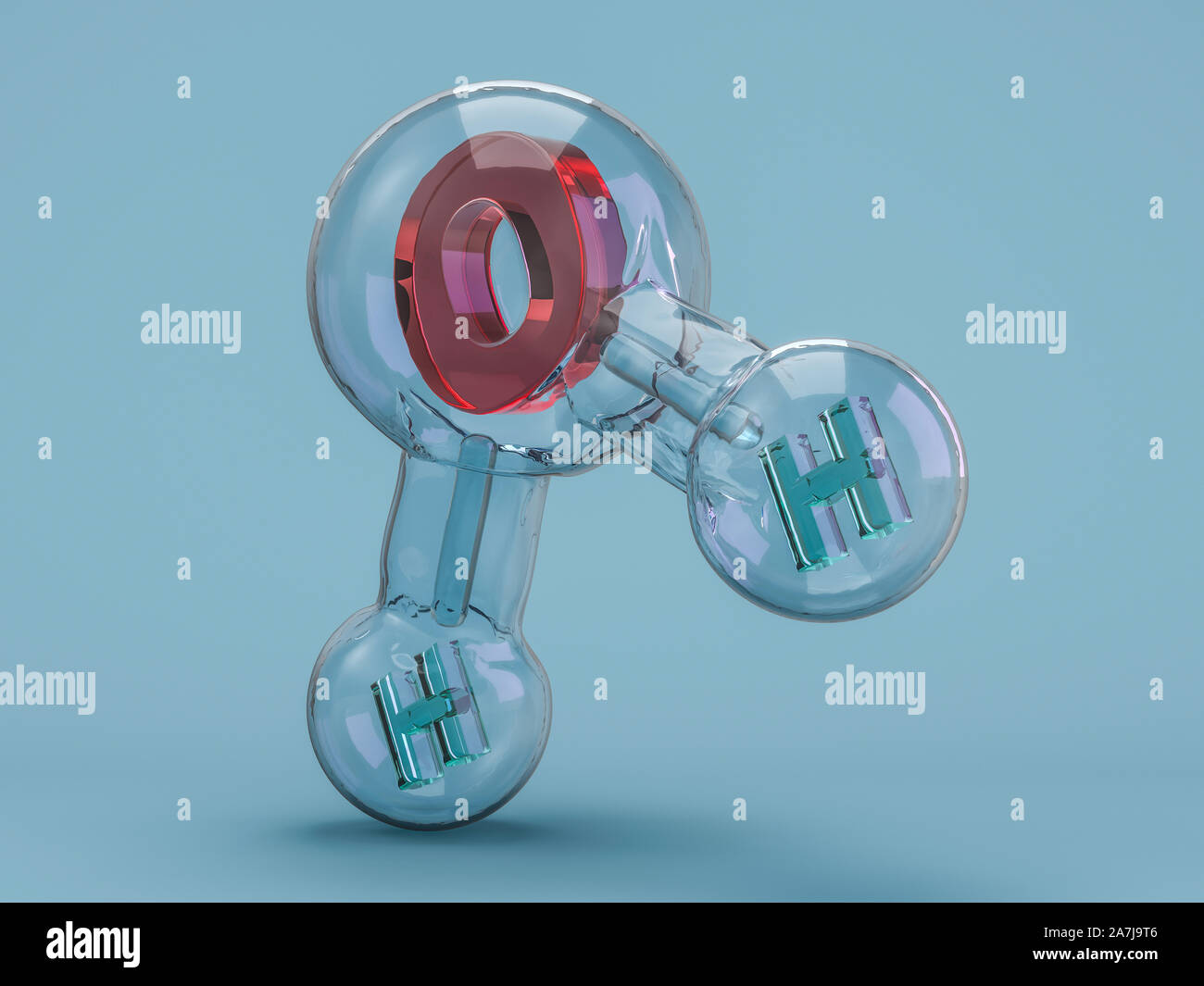 Water molecule. Ecology, biology and biochemistry concept. 3D rendering ...