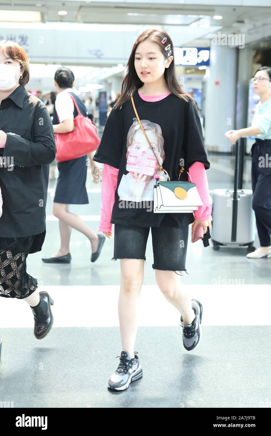 Chinese actress Landi Li arrives at the Beijing Capital International ...