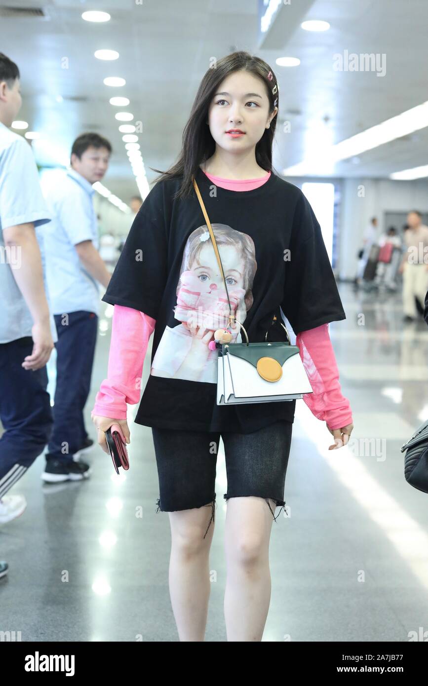 Chinese actress Landi Li arrives at the Beijing Capital International ...