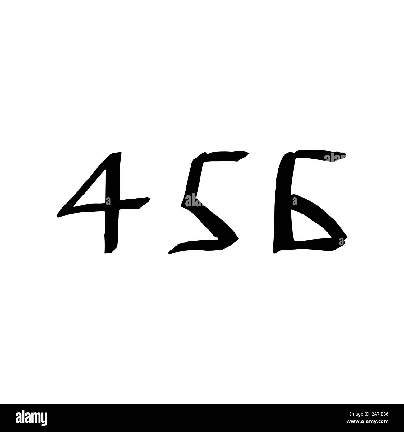 Hand drawn numbers 4 5 6. Lettering made by ink pen. Vector calligraphy ...
