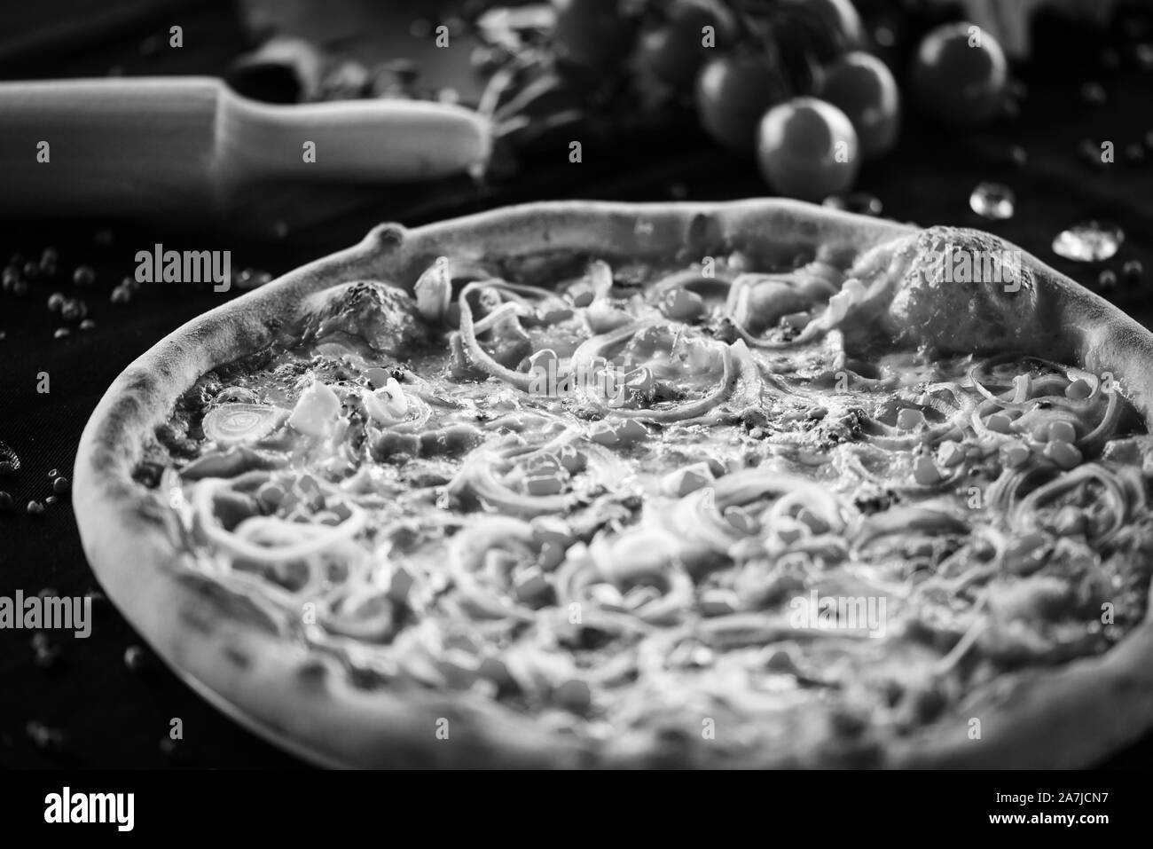 delicious italian chicken pizza with fresh & tasty ingredients Stock ...