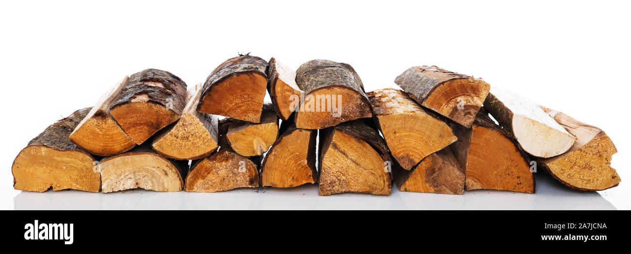 stack of wooden logs, isolated in front of white background Stock Photo ...