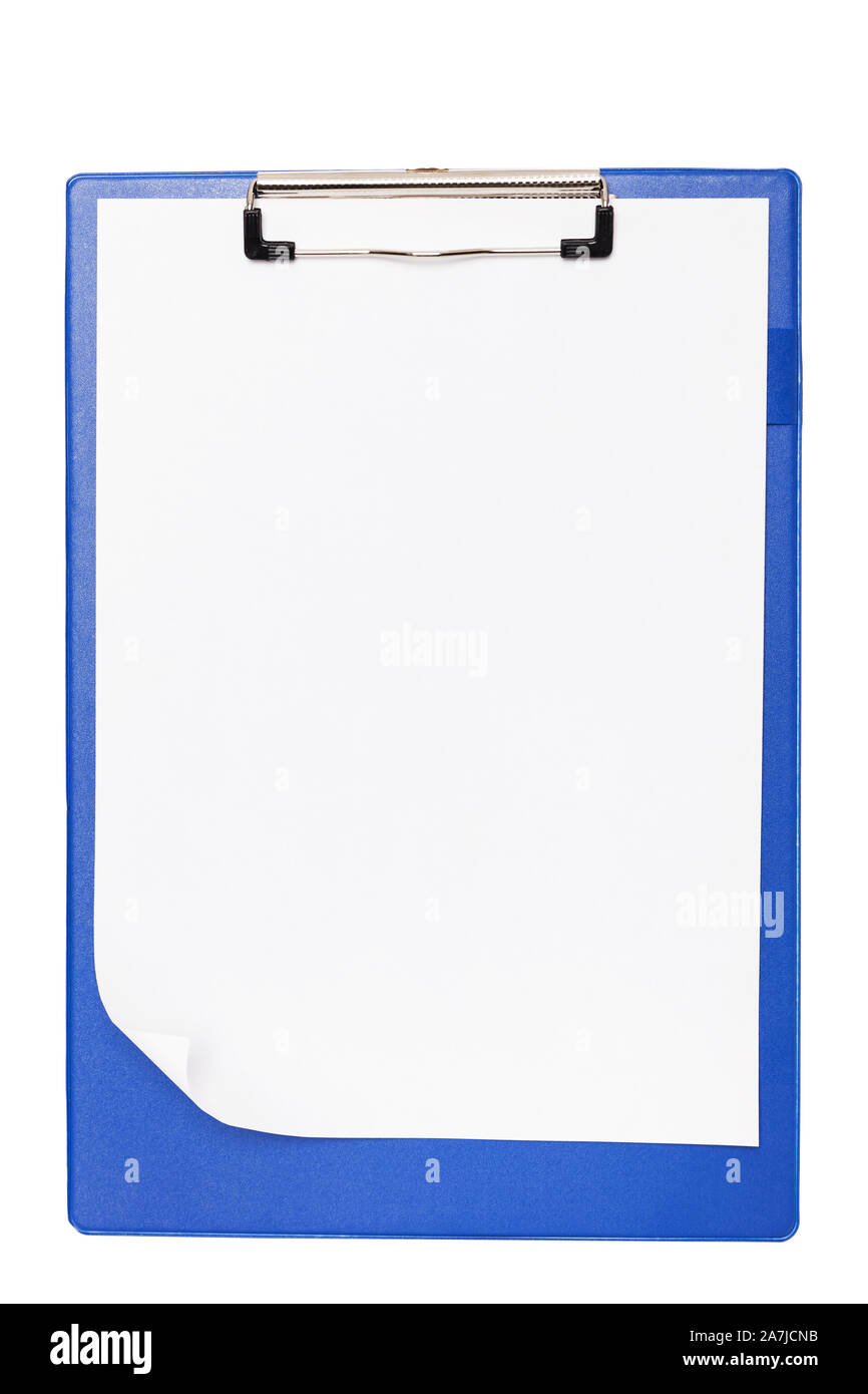 blue clipboard, isolated in front of white background Stock Photo - Alamy