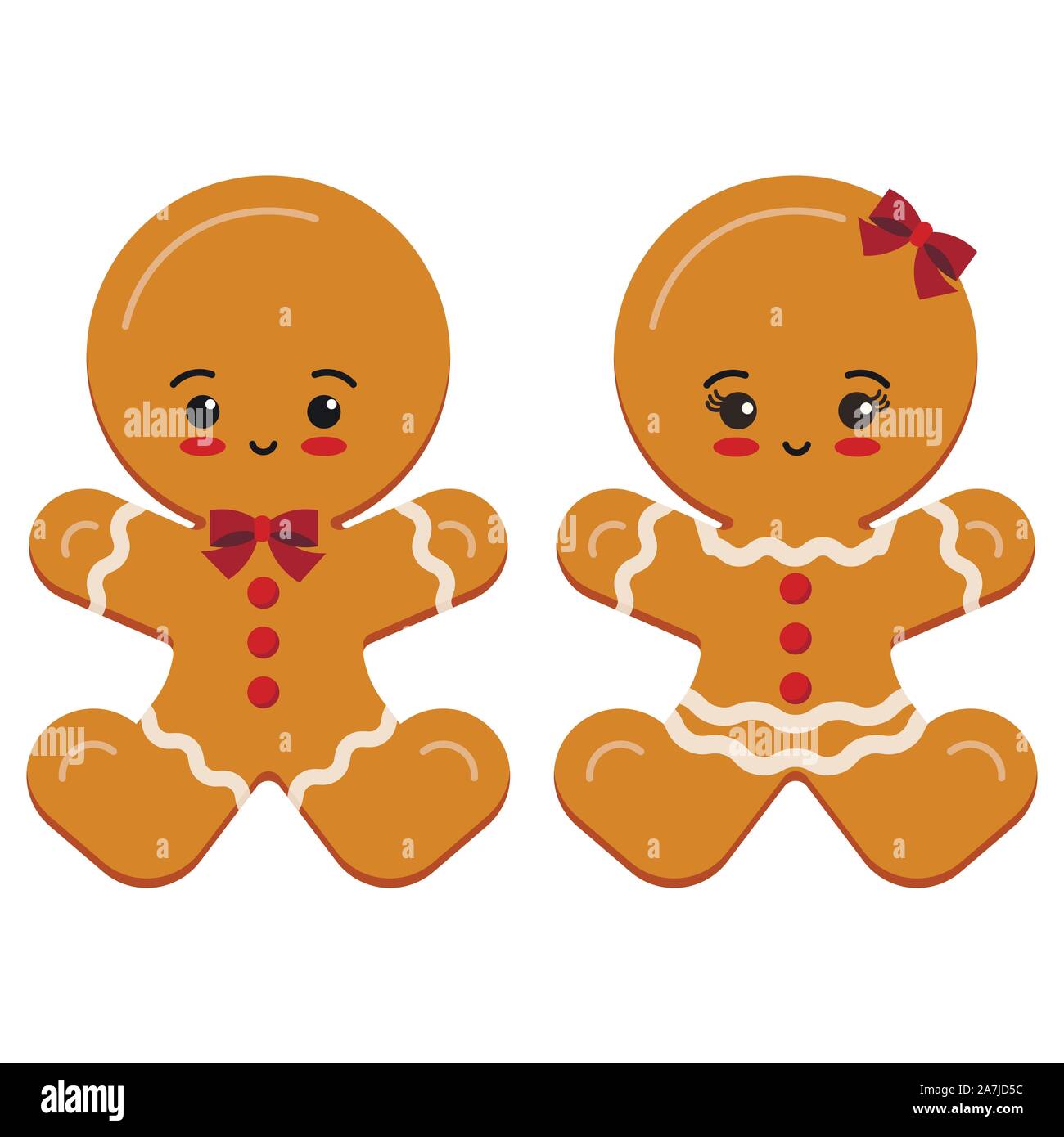 Christmas cute and sweet characters set glazed brown gingerbread man ...
