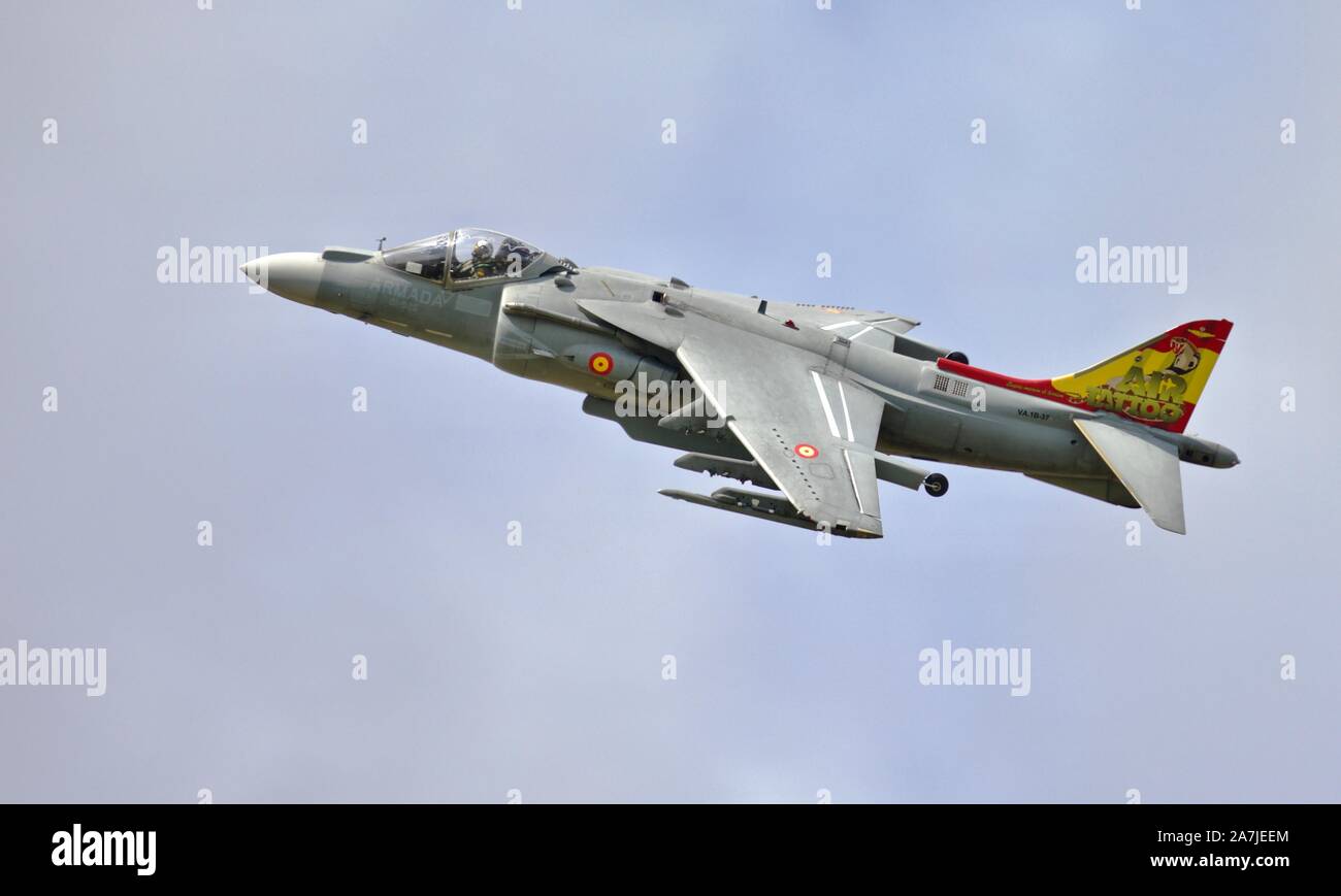 Spanish Navy AV-8B Harrier IIs airborne at the Royal International Air ...