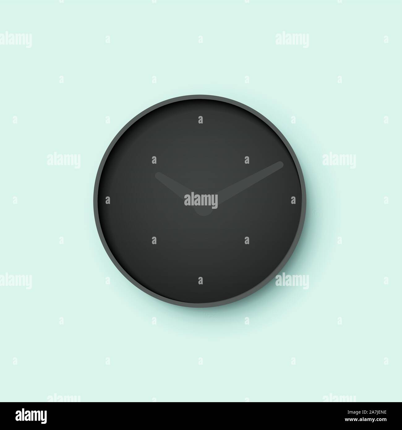 Icon of black clock face with shadow on mint wall background Stock ...