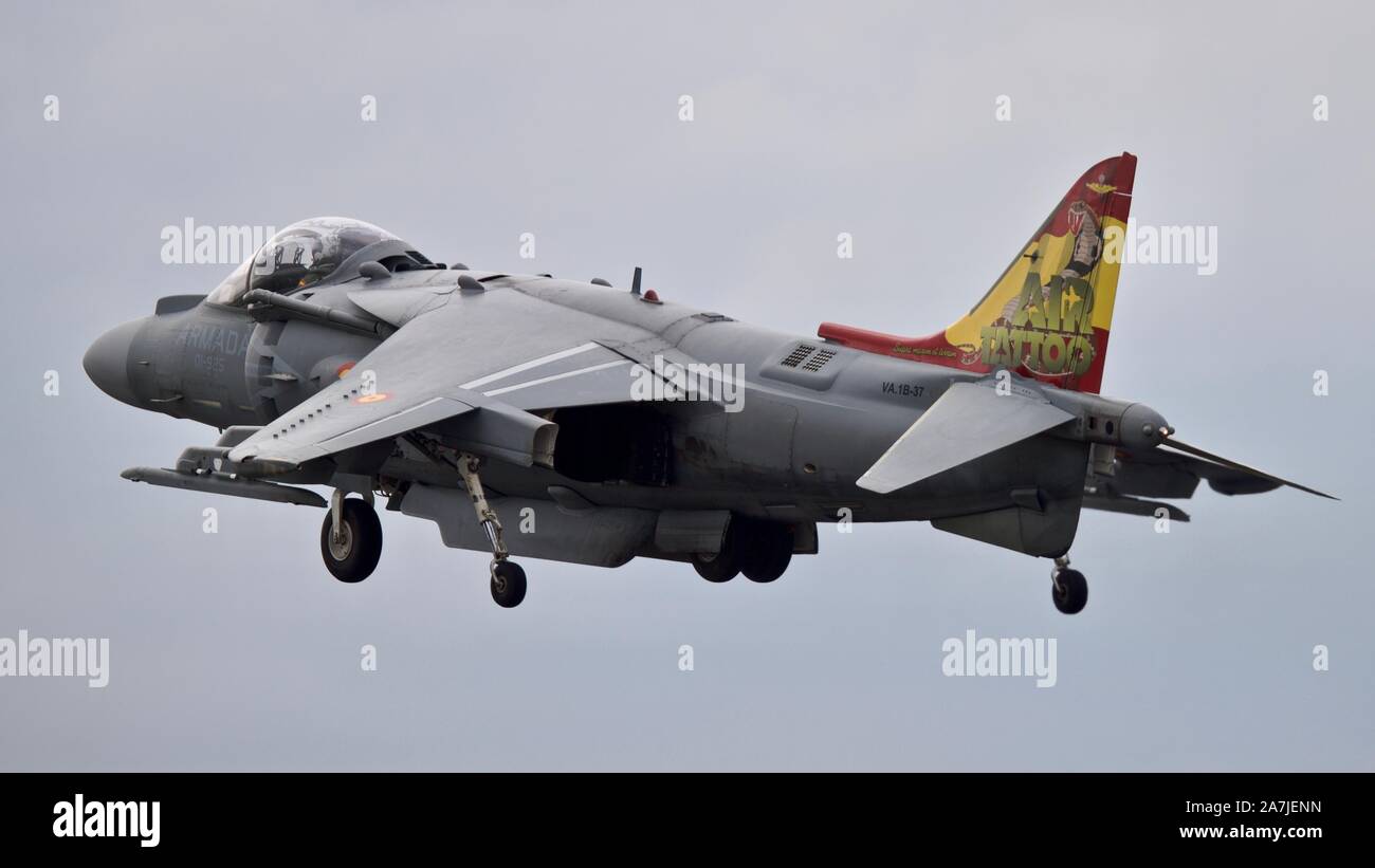Spanish Navy AV-8B Harrier IIs getting airborne at the 2019 Royal ...