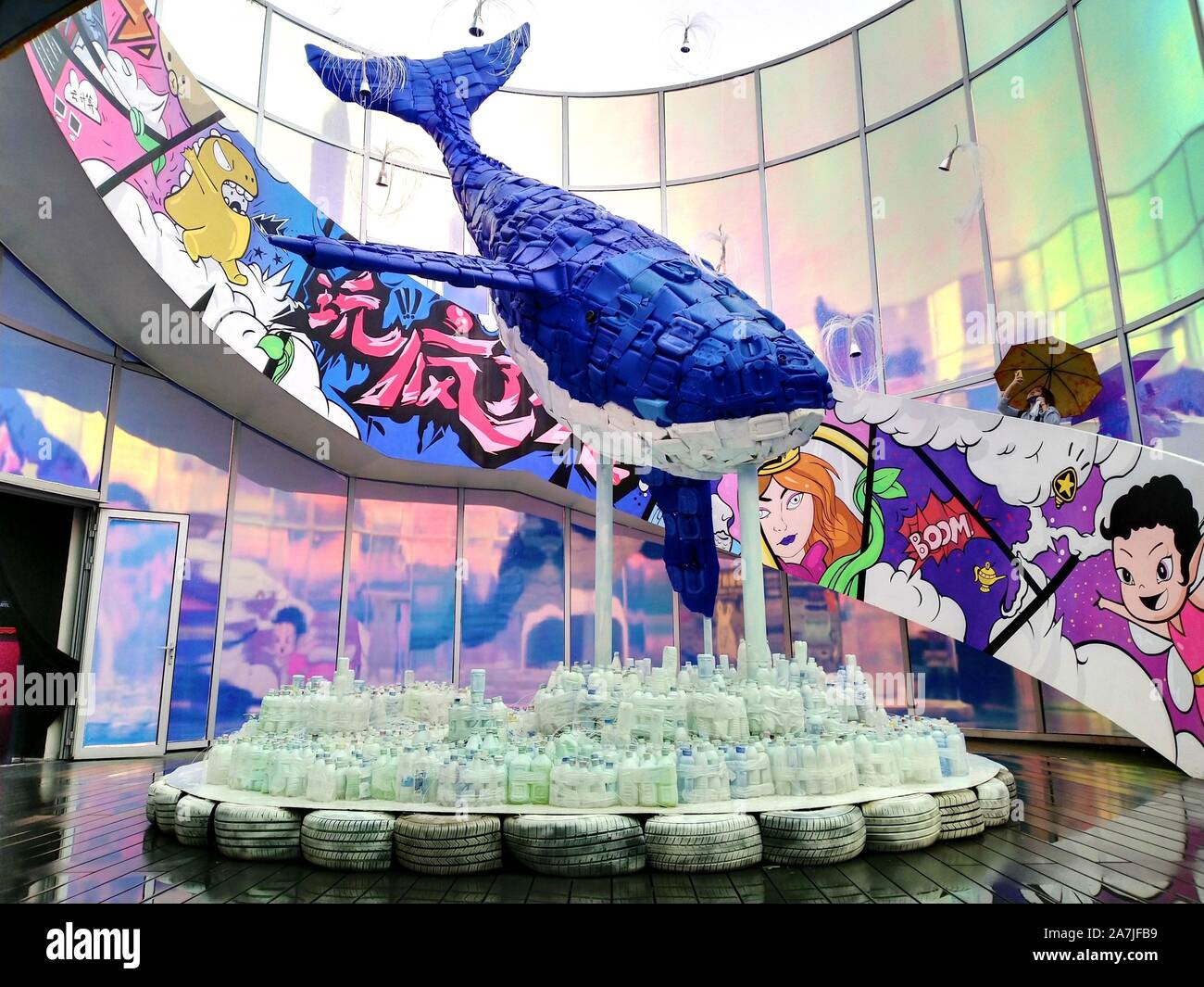 Picture of the painted dolphin decor in "A-Museum" in Shanghai, China ...