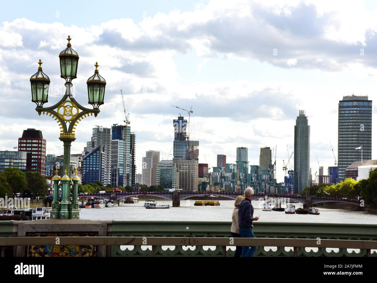 04 September 2019, Great Britain, London: View from Westminster Bridge ...
