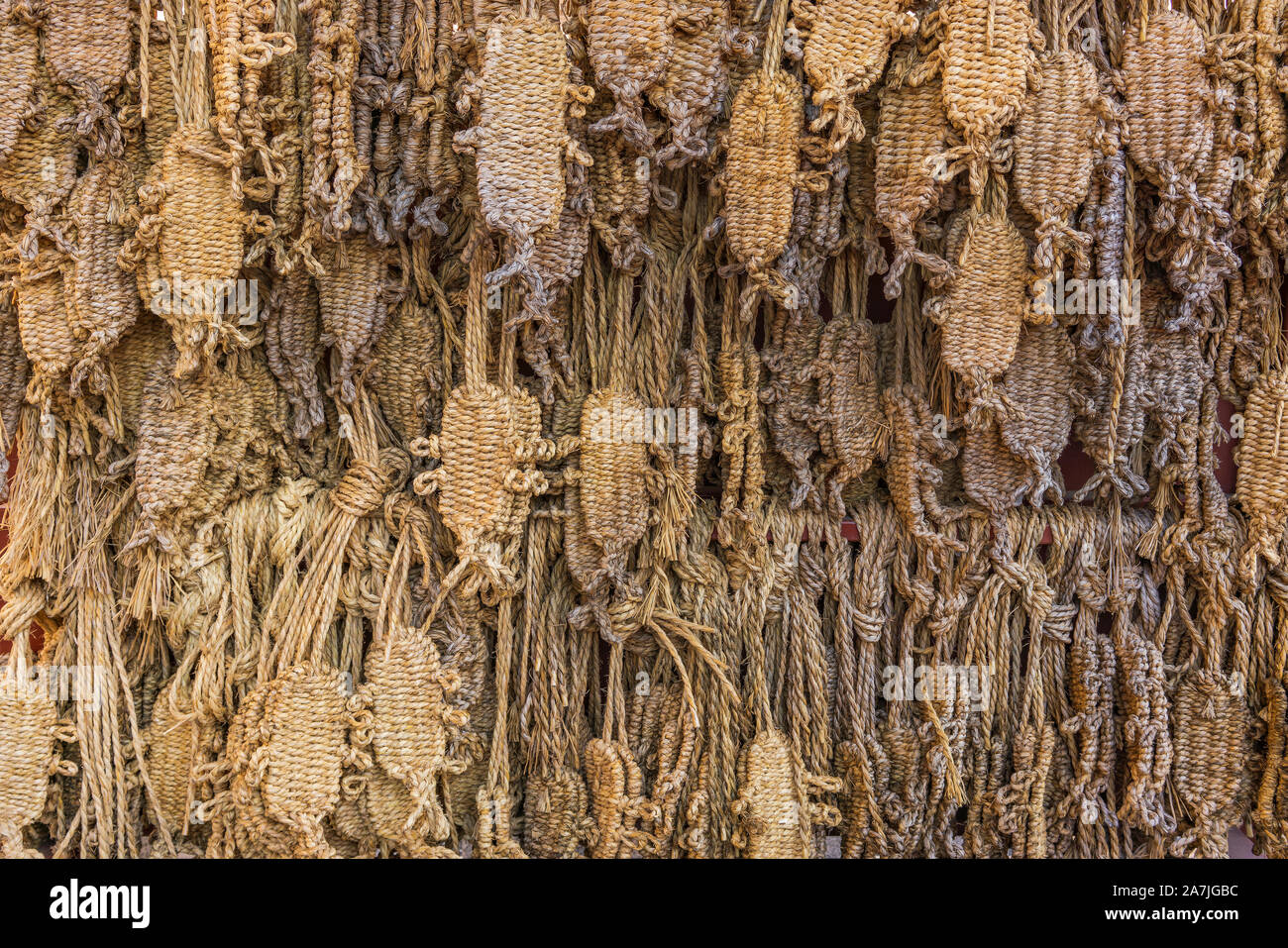 Straw sandals Waraji donated by Togakuji temple worshipers for monks ...