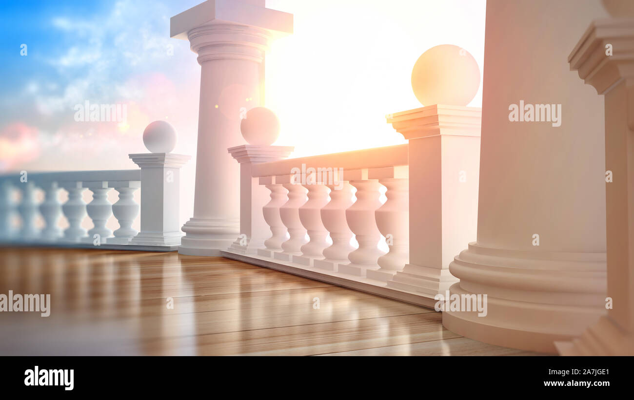 Beautiful, classic interior with a terrace, 3d rendering 3d ...