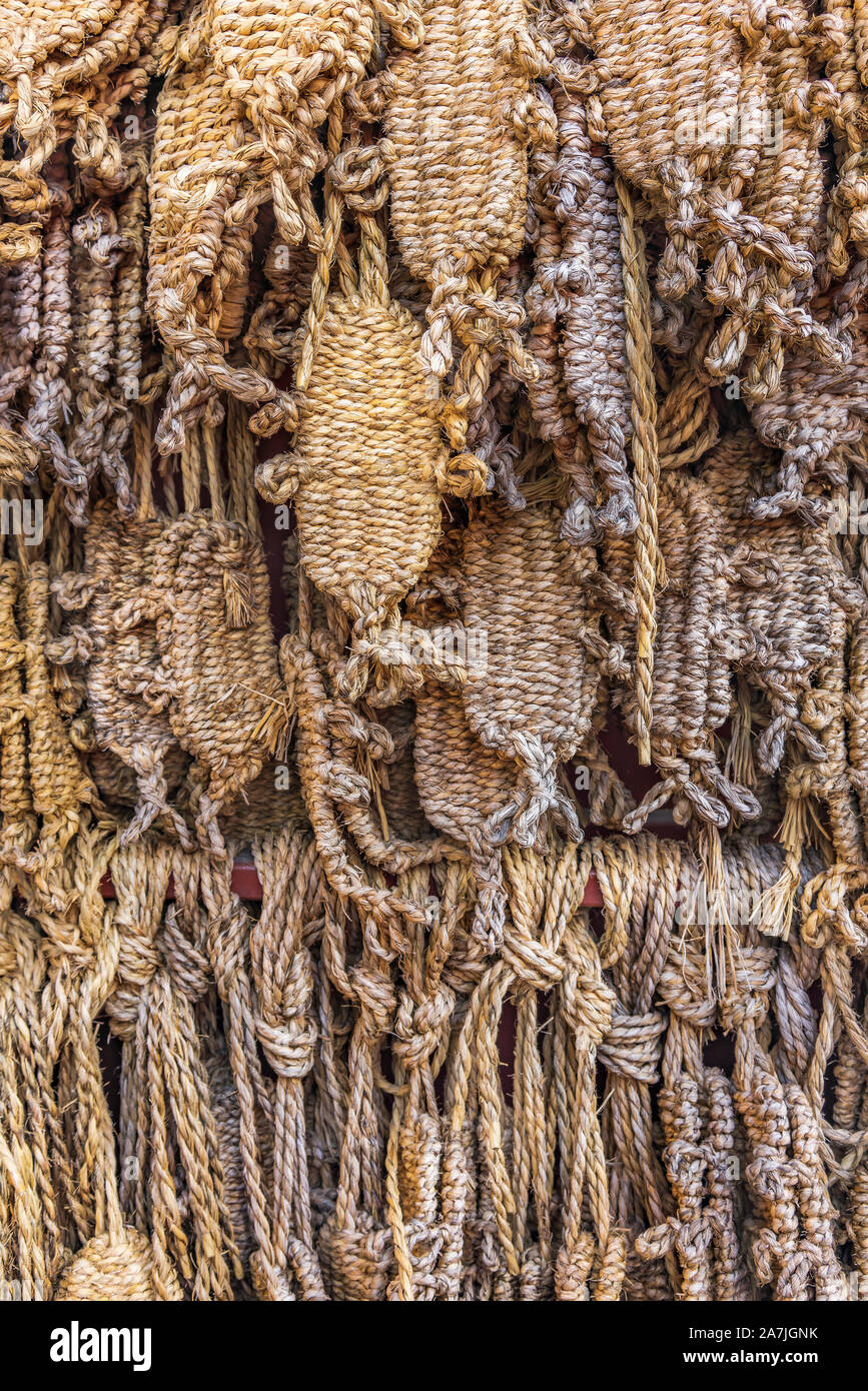 Straw sandals Waraji donated by Togakuji temple worshipers for monks ...
