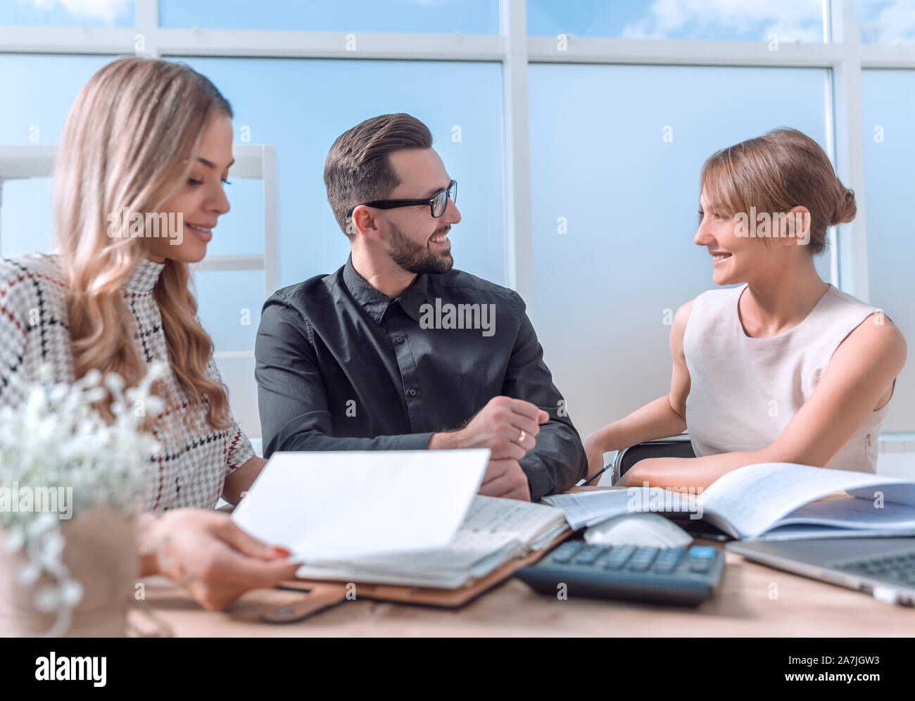young business woman explaining her ideas at a business meeting Stock ...