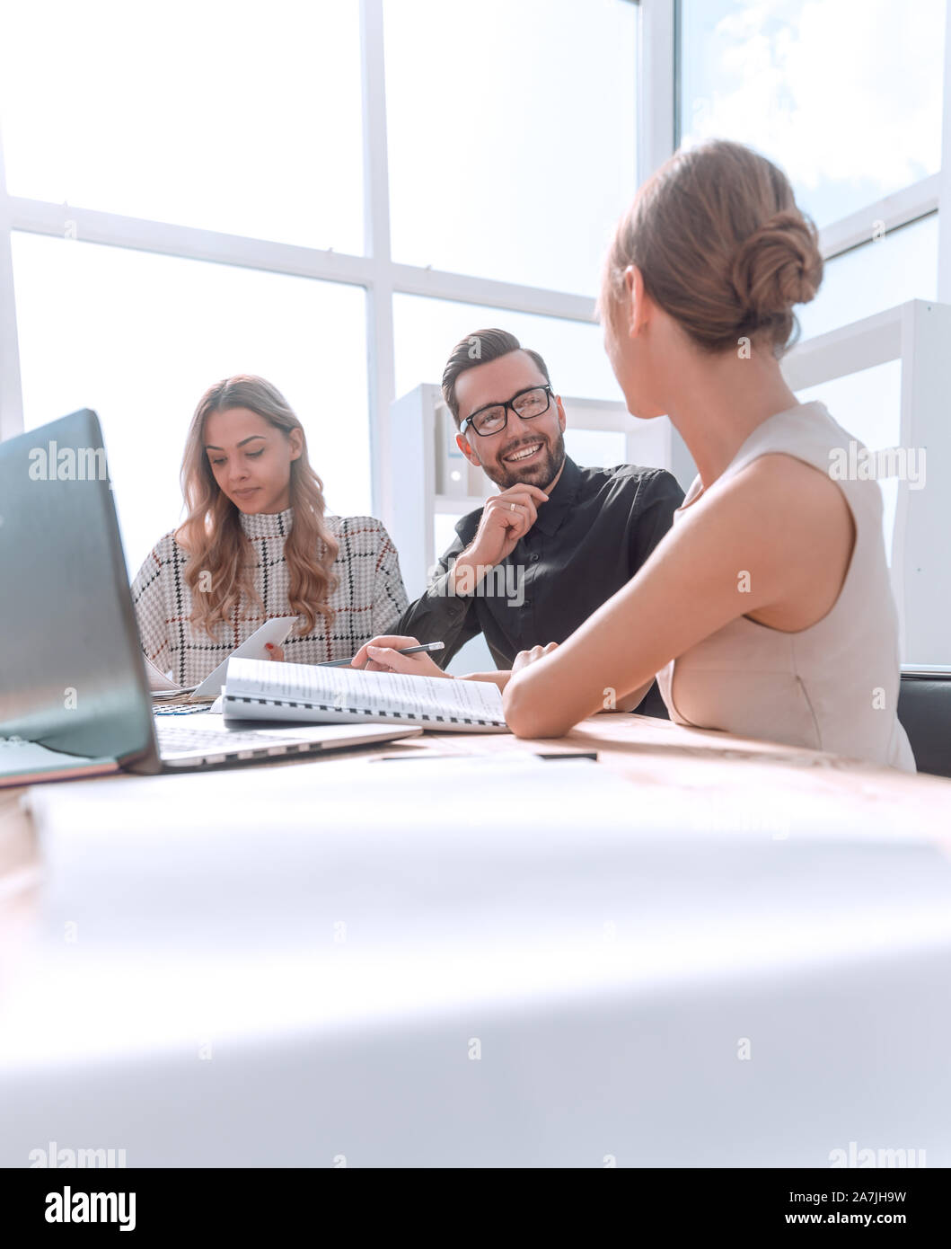 young business woman explaining her ideas at a business meeting Stock ...