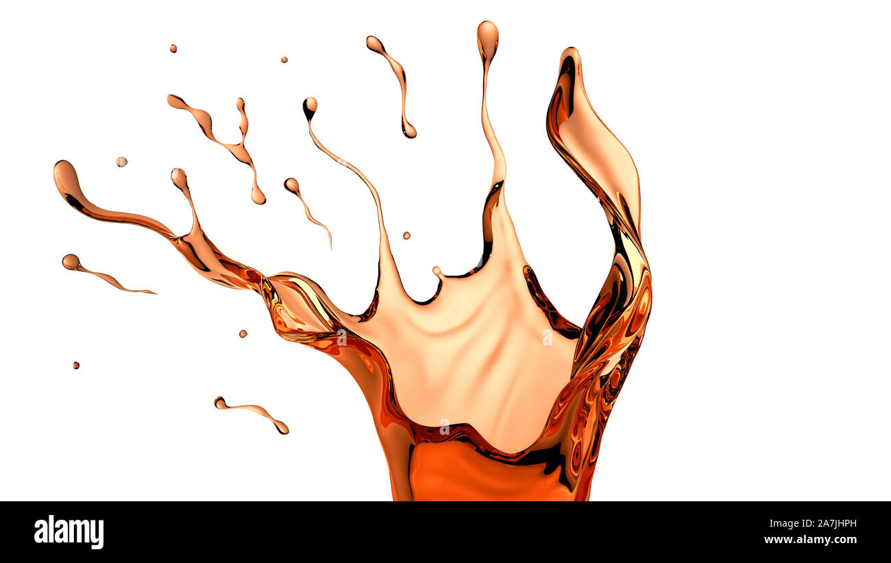 Isolated tea splash, 3d rendering 3d illustration Stock Photo - Alamy