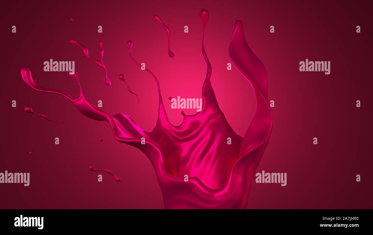 splash of pink, glamorous colors, 3d rendering 3d illustration Stock ...