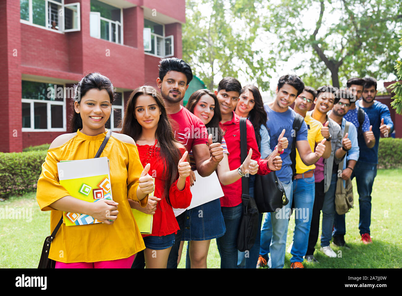 Group Of Young Male And Female College Students Friends Standing In ...