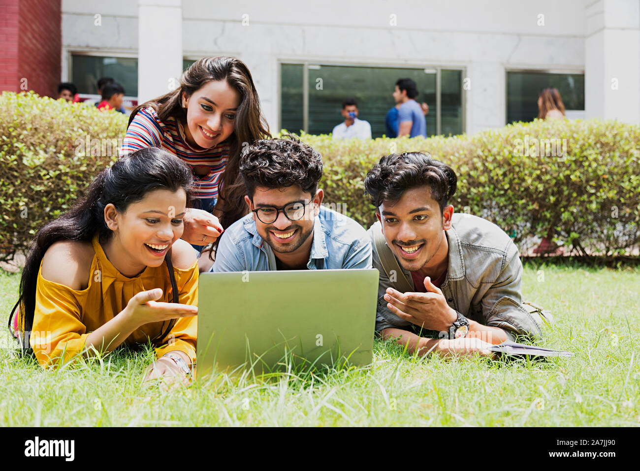 Indian College Students Studying On Campus