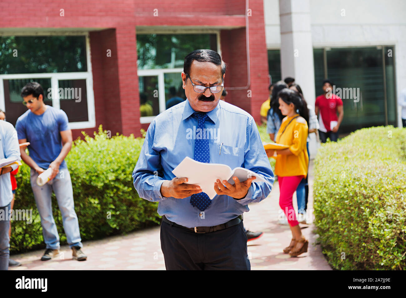 Senior Man College Teacher Reading Book Education Learning With ...