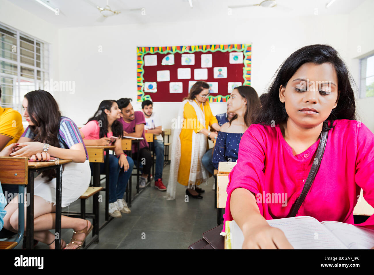 Female student studying in classroom hi-res stock photography and ...