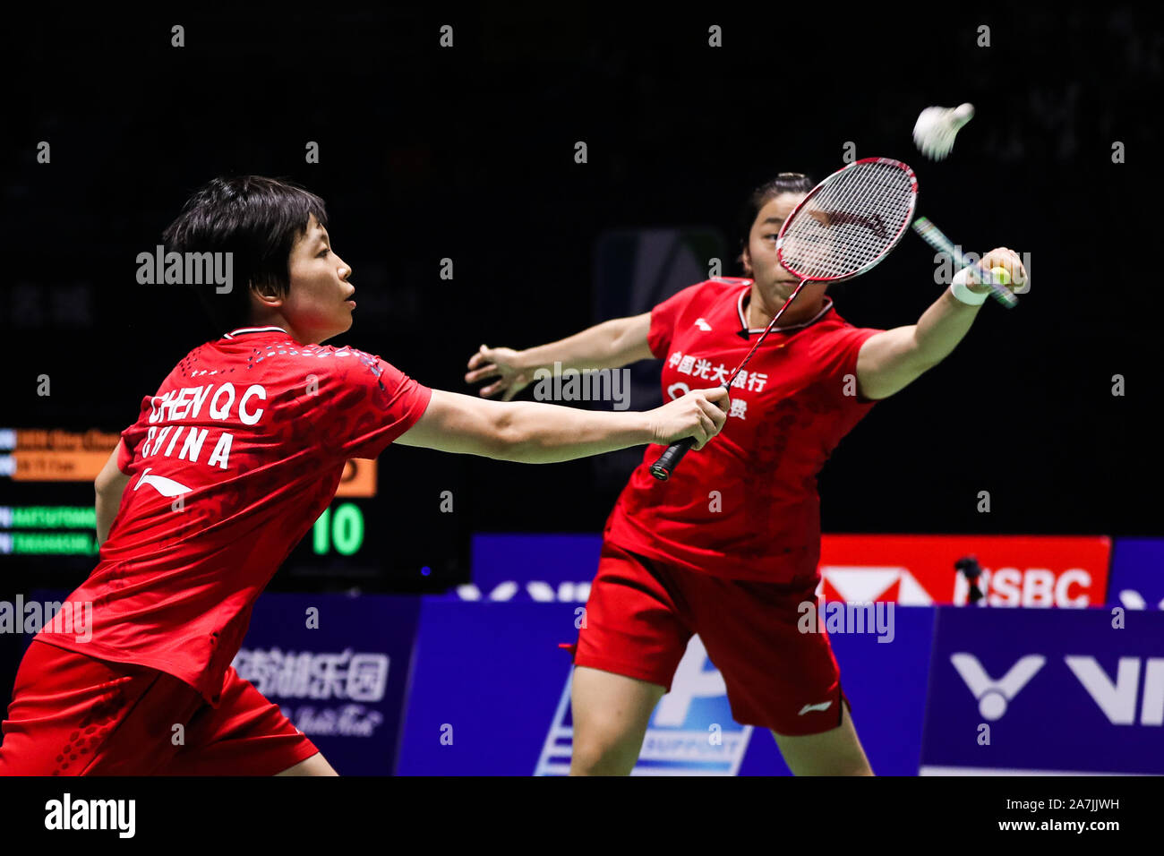 Chinese professional badminton players Jia Yifan and Chen Qingchen ...