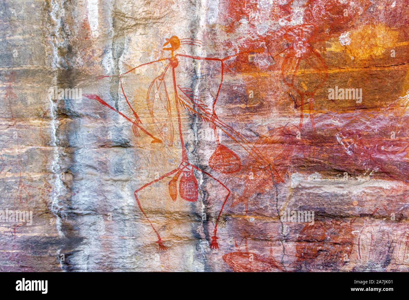 Ancient Aboriginal Art: hand prints, animal herds, spiral, Kakadu ...