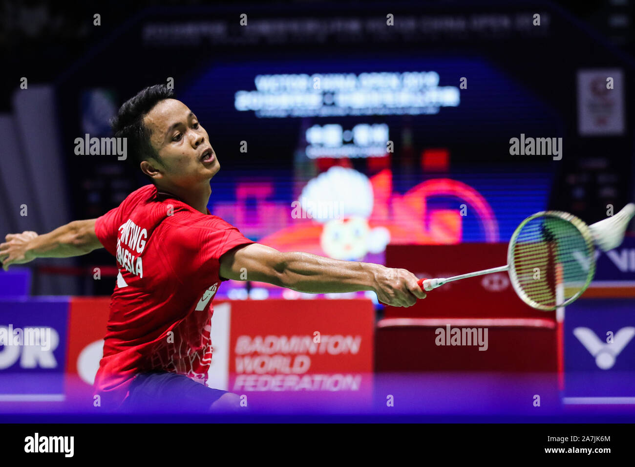 Indonesian professional badminton player Anthony Sinisuka Ginting ...