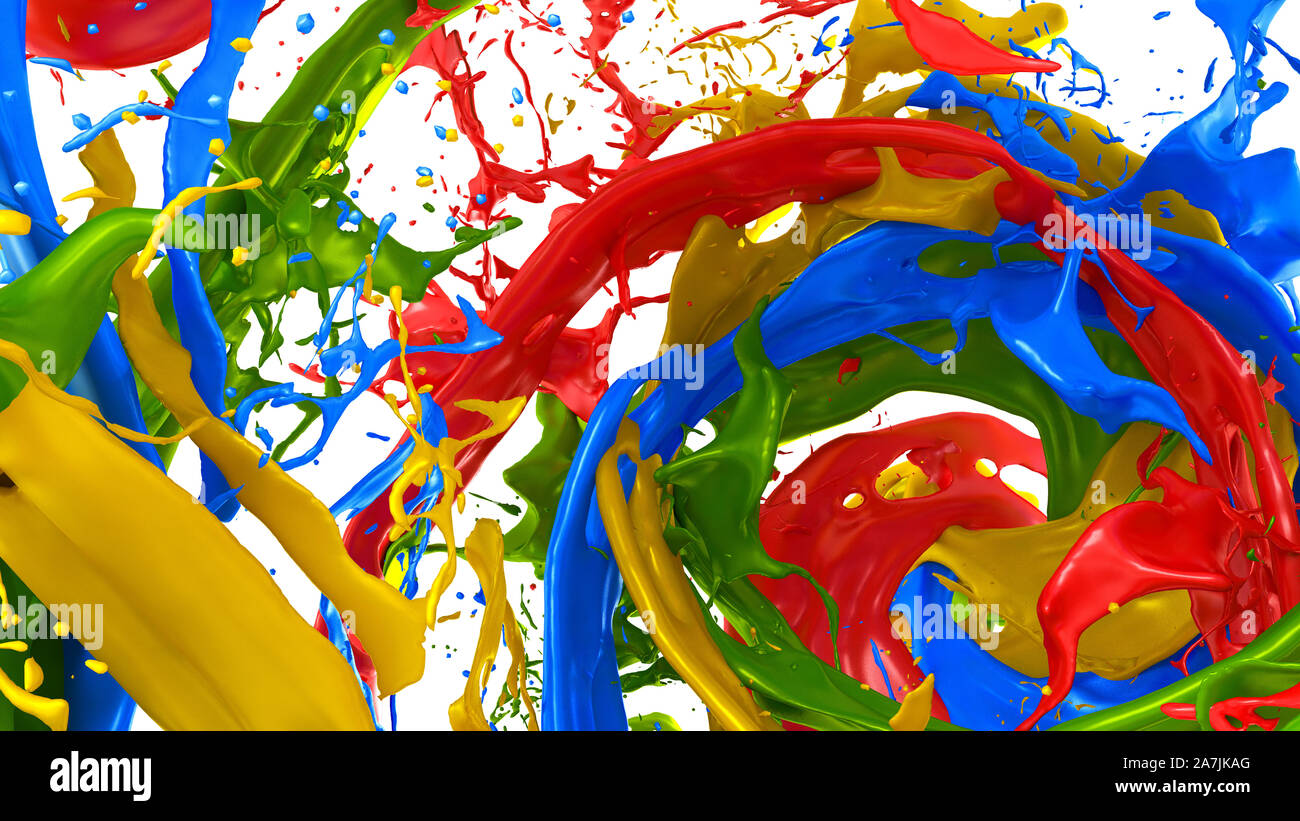 Abstract splash paint isolated white background. 3d rendering 3d ...
