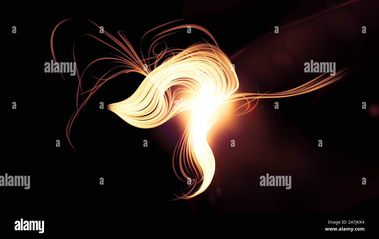 Light glow abstract effect black background. 3d rendering 3d ...