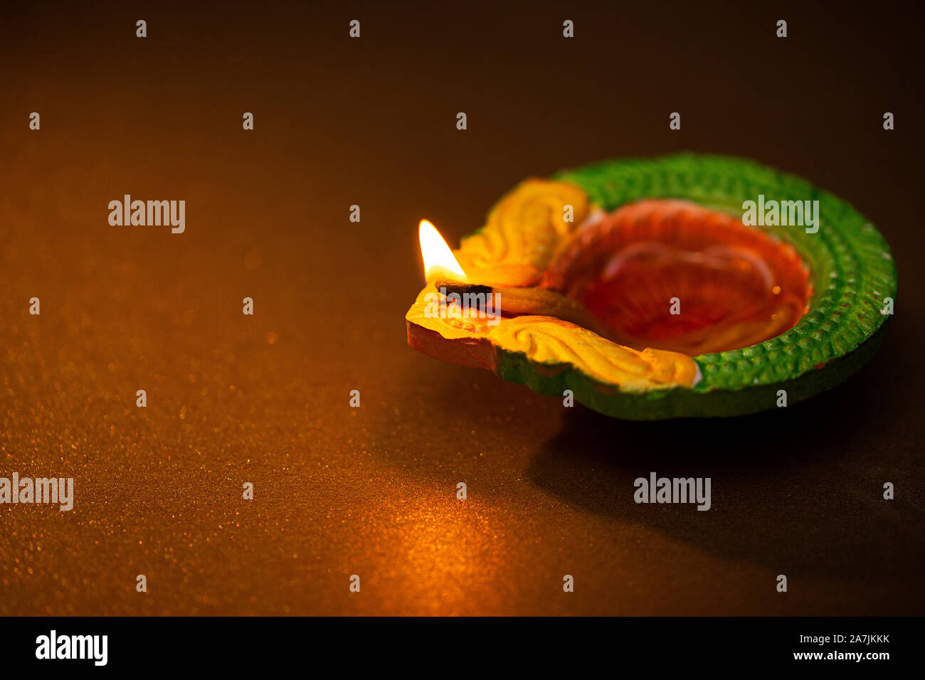 close up on burning oil lamp for deepavali Festival Celebration Stock ...