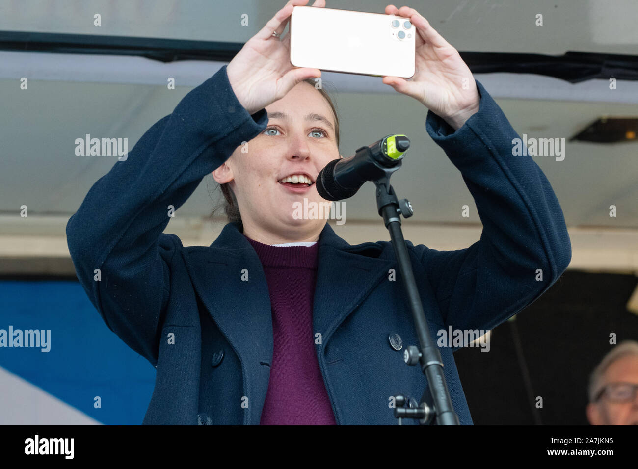 Mhairi Black MP 2 November 2019 - taking a photograph of large crowds ...