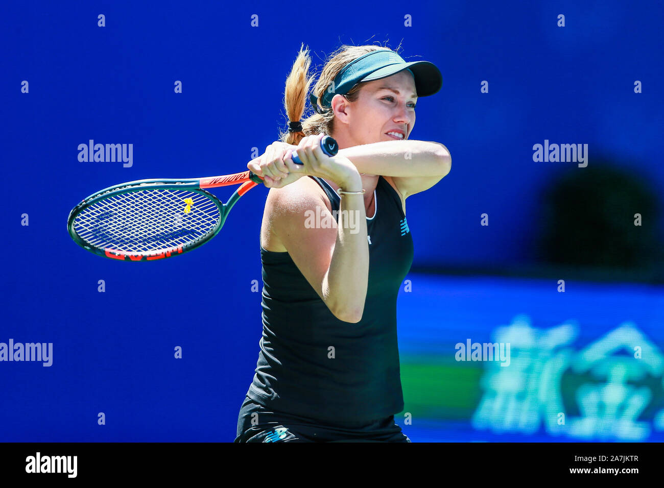American professional tennis player Danielle Collins plays against ...