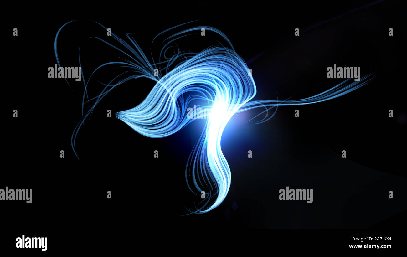 Light glow abstract effect black background. 3d rendering 3d ...