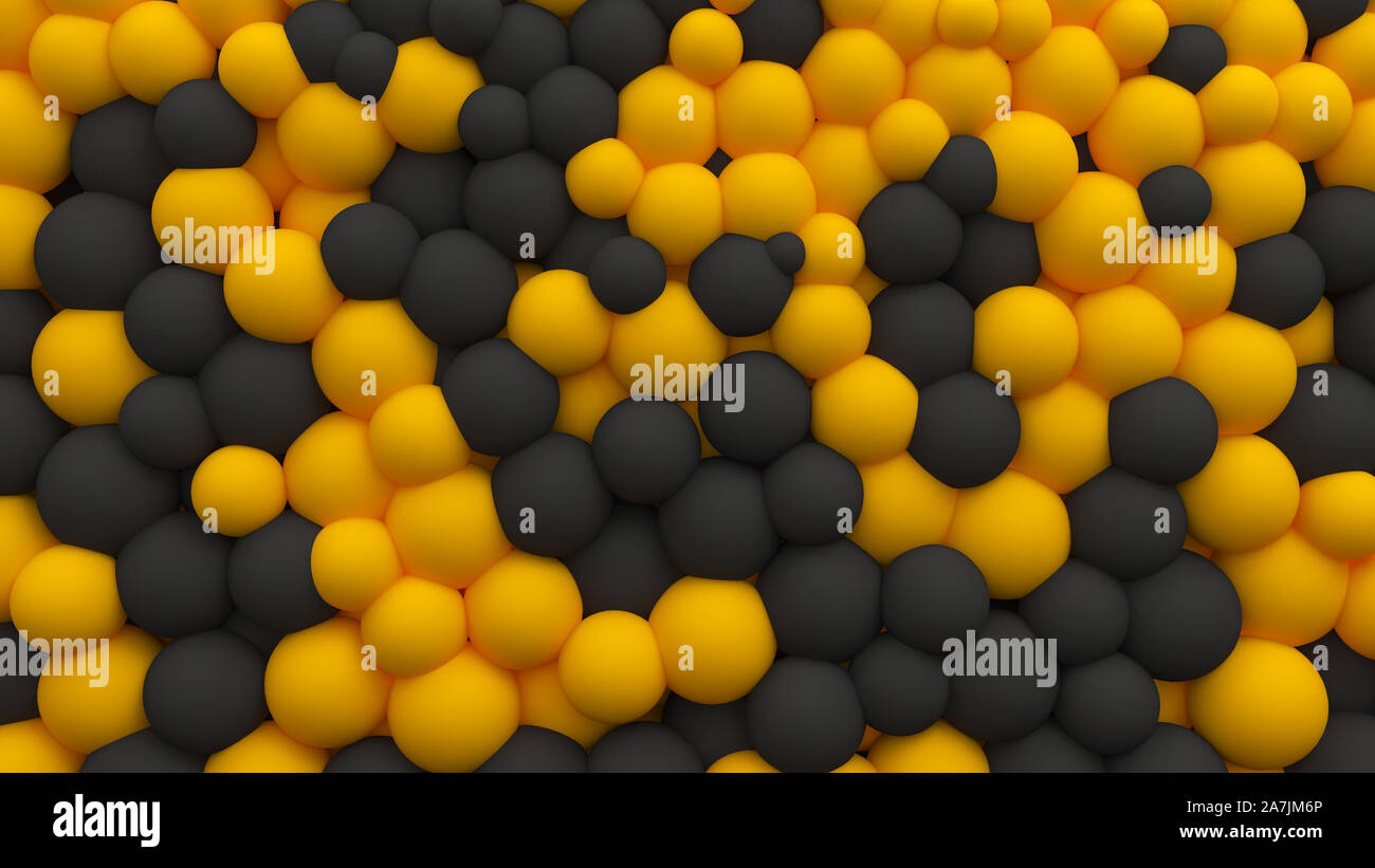 Background with balls of yellow and black.3d rendering 3d illustration ...