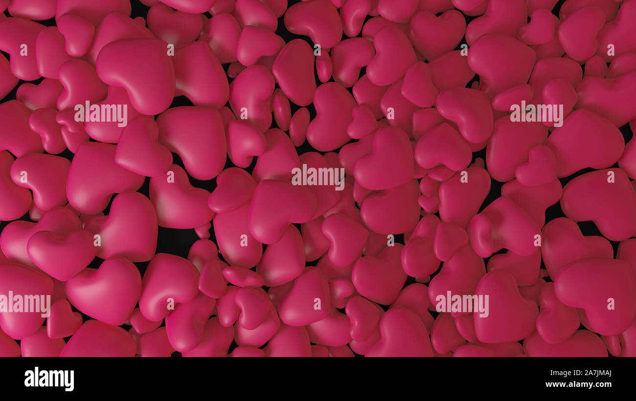 Abstract 3d background with pink hearts.3d rendering 3d illustration ...